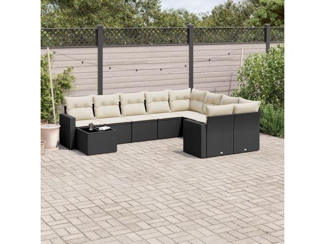 Click here for vidaXL Garden Sofa Set Black PE Rattan Medium to L... prices