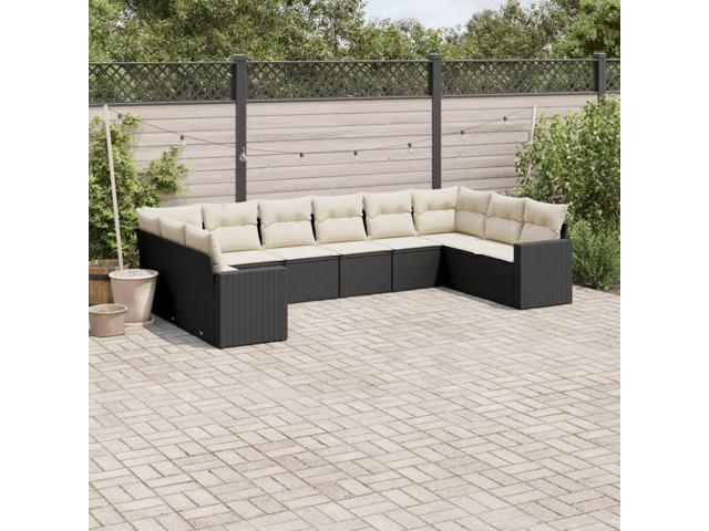Click here for vidaXL Garden Sofa Set Black PE rattan Large Modul... prices