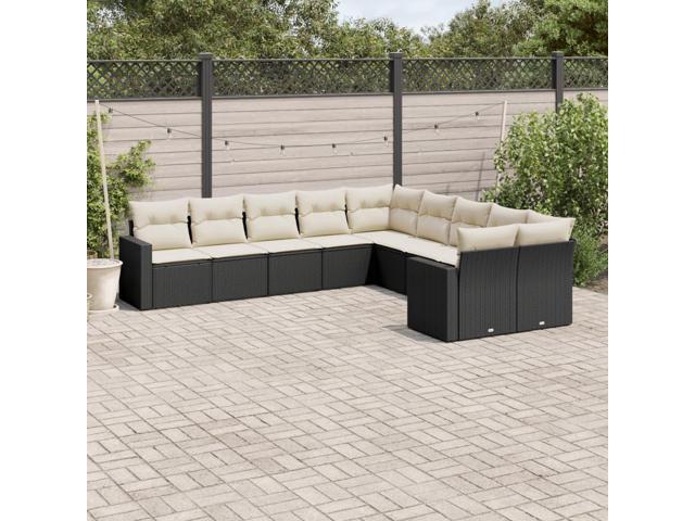 Click here for vidaXL Garden Sofa Set Black PE Rattan Large Modul... prices