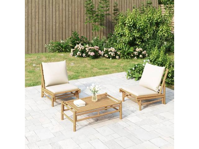 Click here for vidaXL Garden Chair Bamboo with cream white cushio... prices