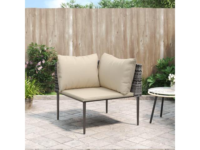 Click here for vidaXL Garden Corner Sofa Gray  Beige PE rattan  S... prices