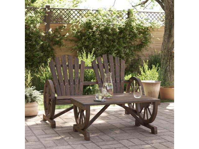 Click here for vidaXL Garden Lounge Set Burnt look wood Solid fir... prices