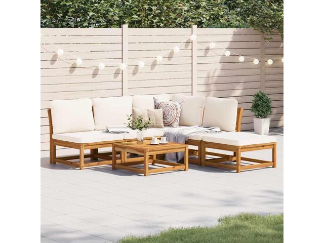 Click here for vidaXL Garden Lounge Set Cream White  Natural Wood... prices