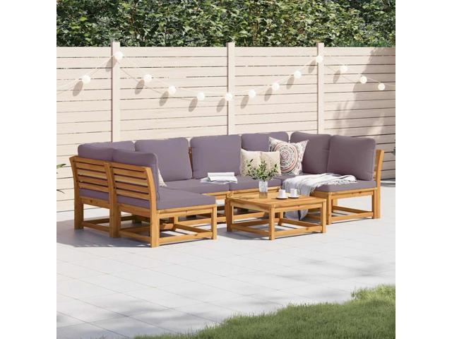 Click here for vidaXL Garden Lounge Set Dark grey cushions  natur... prices