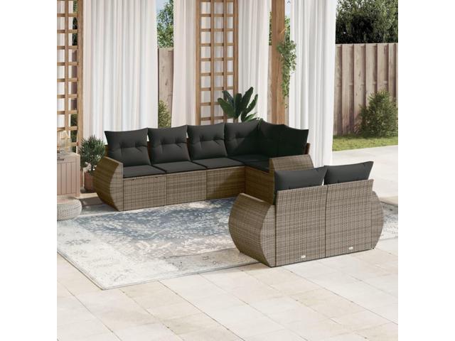 Click here for vidaXL Garden Sofa Set Grey PE rattan  powder-coat... prices