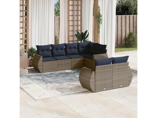 Click here for vidaXL 7 Piece Garden Sofa Set with Cushions Grey... prices