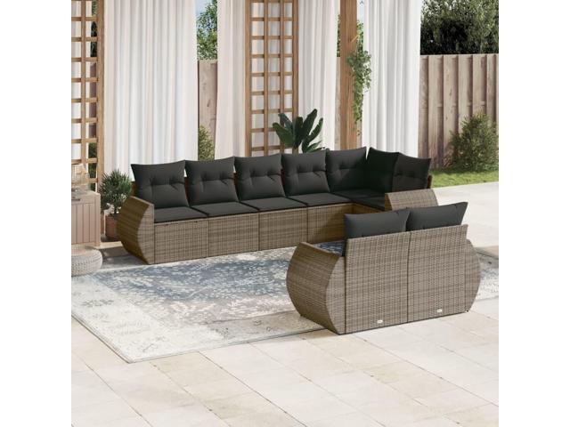 Click here for vidaXL Garden Sofa Set Grey PE rattan Large Adjust... prices