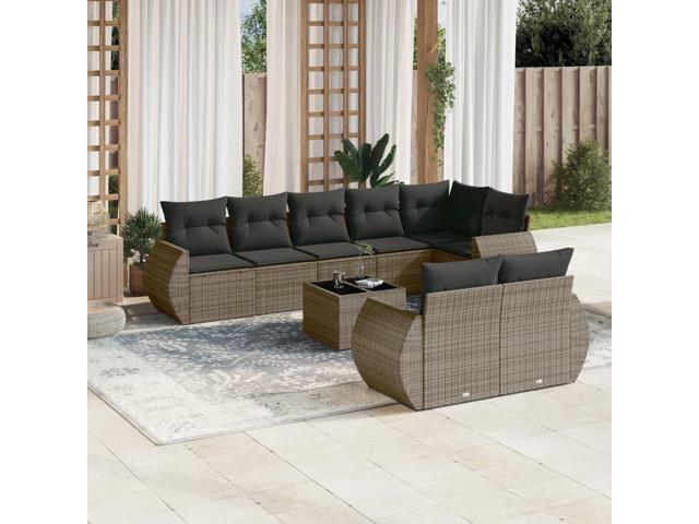 Click here for vidaXL Garden Sofa Set Grey PE rattan  powder-coat... prices