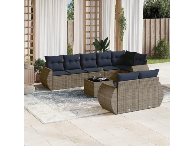 Click here for vidaXL 9 Piece Garden Sofa Set with Cushions Grey... prices