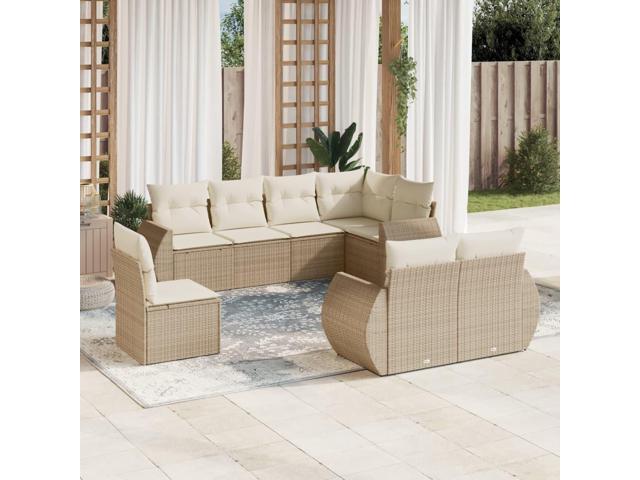 Click here for vidaXL Garden Sofa Set Beige PE rattan  powder-coa... prices