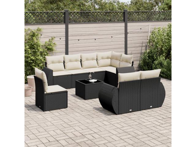 Click here for vidaXL Garden Sofa Set Black  Cream White PE Ratta... prices