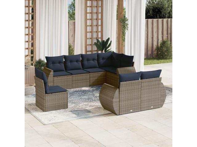 Click here for vidaXL 8 Piece Garden Sofa Set with Cushions Grey... prices
