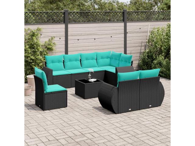Click here for vidaXL 9 Piece Garden Sofa Set with Cushions Black... prices