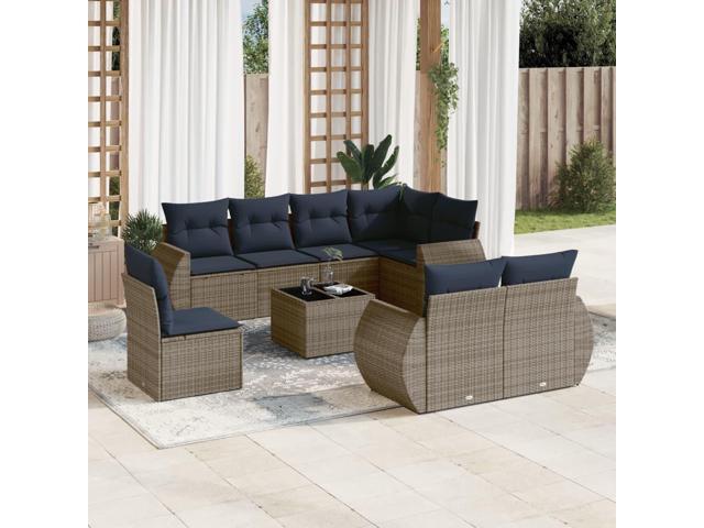 Click here for vidaXL 9 Piece Garden Sofa Set with Cushions Grey... prices