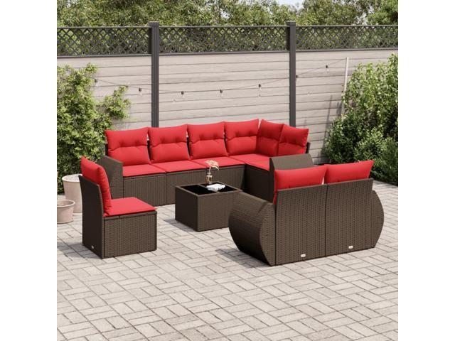 Click here for vidaXL 9 Piece Garden Sofa Set with Cushions Brown... prices