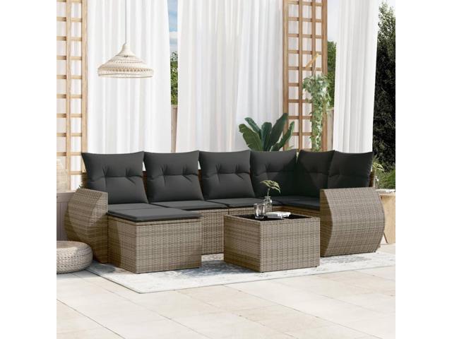Click here for vidaXL Garden Sofa Set Grey PE Rattan Medium Adjus... prices