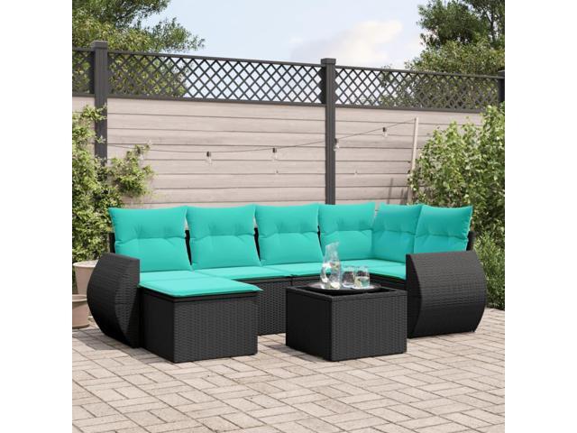 Click here for vidaXL 7 Piece Garden Sofa Set with Cushions Black... prices
