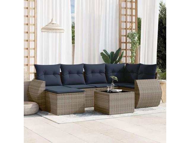 Click here for vidaXL 7 Piece Garden Sofa Set with Cushions Grey... prices