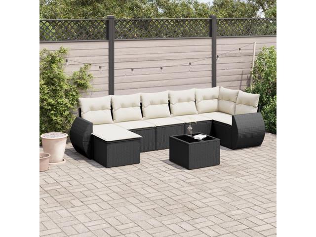 Click here for vidaXL Garden Sofa Set Black PE rattan Large Modul... prices