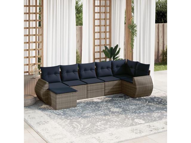 Click here for vidaXL 7 Piece Garden Sofa Set with Cushions Grey... prices