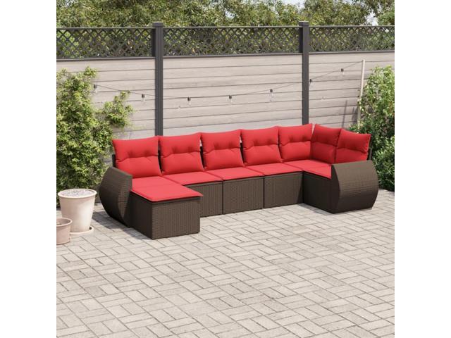 Click here for vidaXL 7 Piece Garden Sofa Set with Cushions Brown... prices