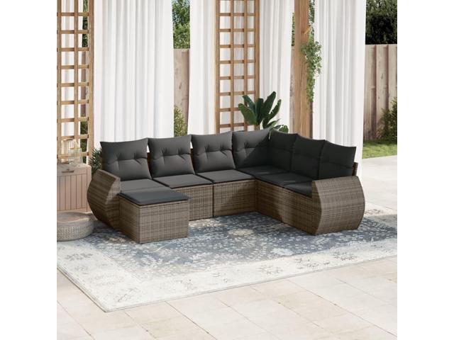 Click here for vidaXL Garden Sofa Set Grey  Dark Grey Poly Rattan... prices