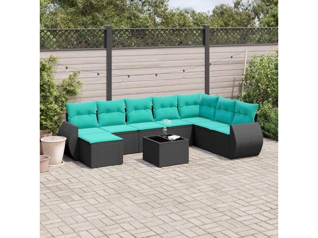Click here for vidaXL 9 Piece Garden Sofa Set with Cushions Black... prices