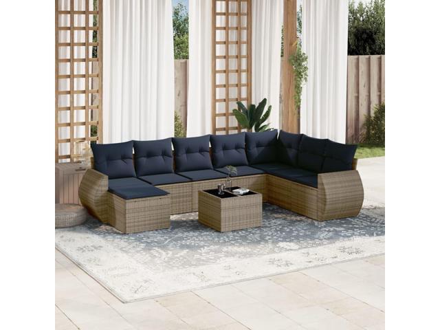Click here for vidaXL 9 Piece Garden Sofa Set with Cushions Grey... prices