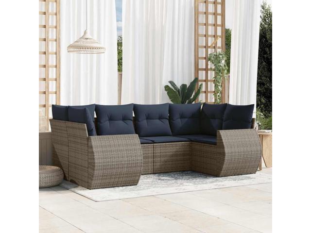 Click here for vidaXL 6 Piece Garden Sofa Set with Cushions Grey... prices