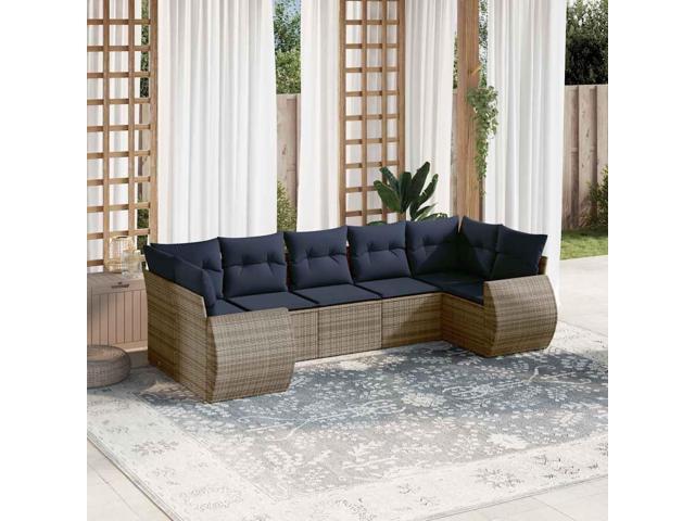 Click here for vidaXL 7 Piece Garden Sofa Set with Cushions Grey... prices