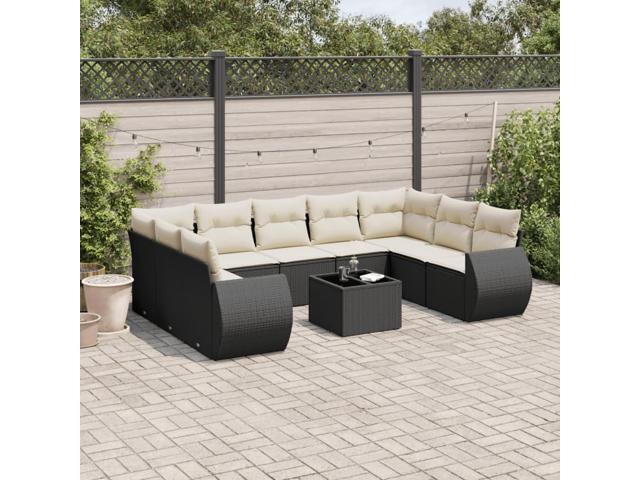 Click here for vidaXL Garden Sofa Set Black PE rattan  powder-coa... prices