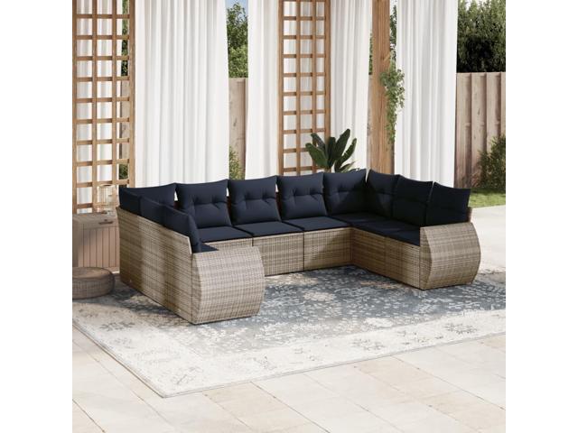 Click here for vidaXL 9 Piece Garden Sofa Set with Cushions Grey... prices