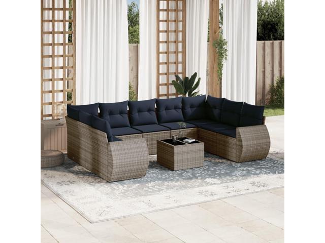 Click here for vidaXL 10 Piece Garden Sofa Set with Cushions Grey... prices