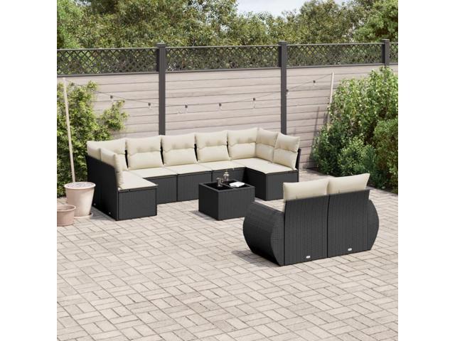 Click here for vidaXL Garden Sofa Set Black Poly Rattan Large Mod... prices