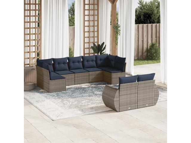 Click here for vidaXL 9 Piece Garden Sofa Set with Cushions Grey... prices