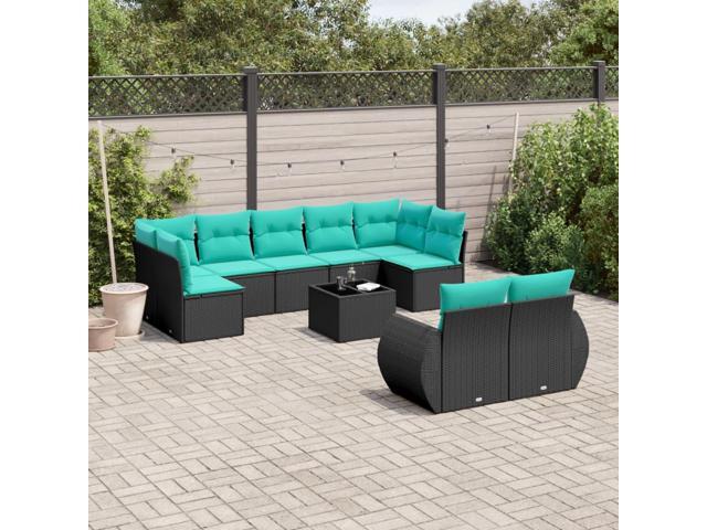Click here for vidaXL 10 Piece Garden Sofa Set with Cushions Blac... prices