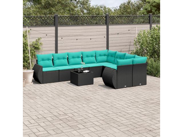Click here for vidaXL 10 Piece Garden Sofa Set with Cushions Blac... prices