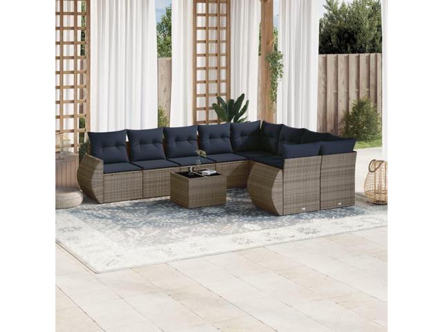 Click here for vidaXL 10 Piece Garden Sofa Set with Cushions Grey... prices
