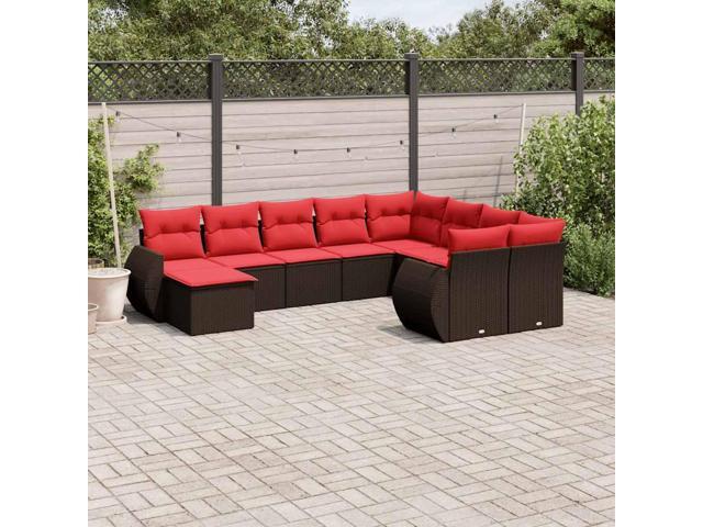 Click here for vidaXL 10 Piece Garden Sofa Set with Cushions Brow... prices