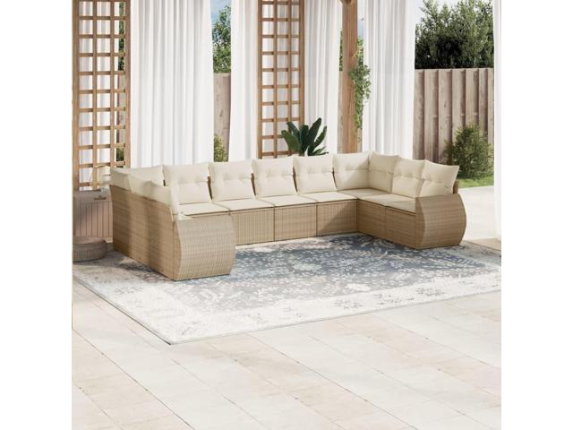 Click here for vidaXL Garden Sofa Set Beige PE rattan  powder-coa... prices