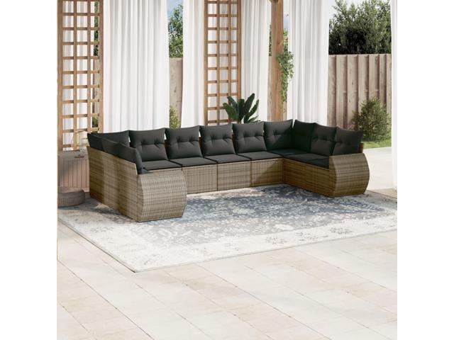 Click here for vidaXL Garden Sofa Set Grey Poly Rattan PE Rattan... prices