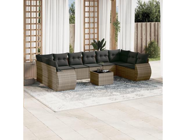 Click here for vidaXL Outdoor Sofa Set Grey PE Rattan  Powder-Coa... prices