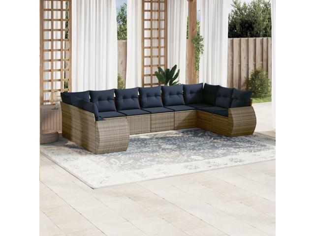 Click here for vidaXL 10 Piece Garden Sofa Set with Cushions Grey... prices
