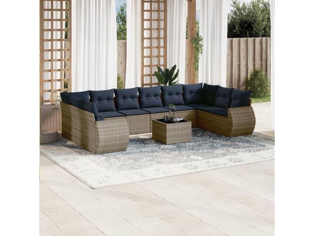 Click here for vidaXL 11 Piece Garden Sofa Set with Cushions Grey... prices