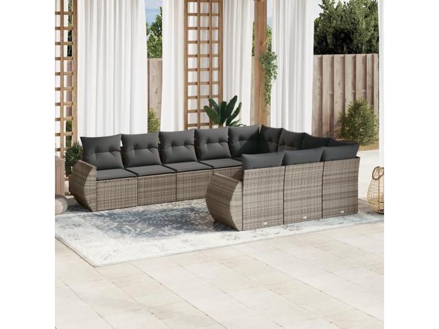 Click here for vidaXL Garden Sofa Set Grey PE Rattan Large Modula... prices