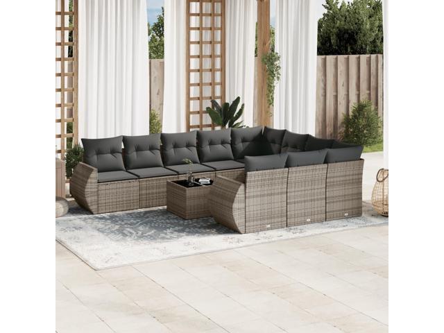 Click here for vidaXL Garden Sofa Set Grey PE rattan  powder-coat... prices