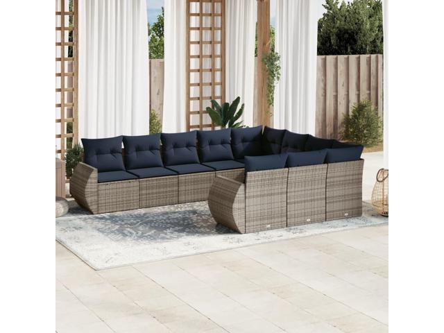 Click here for vidaXL 10 Piece Garden Sofa Set with Cushions Grey... prices
