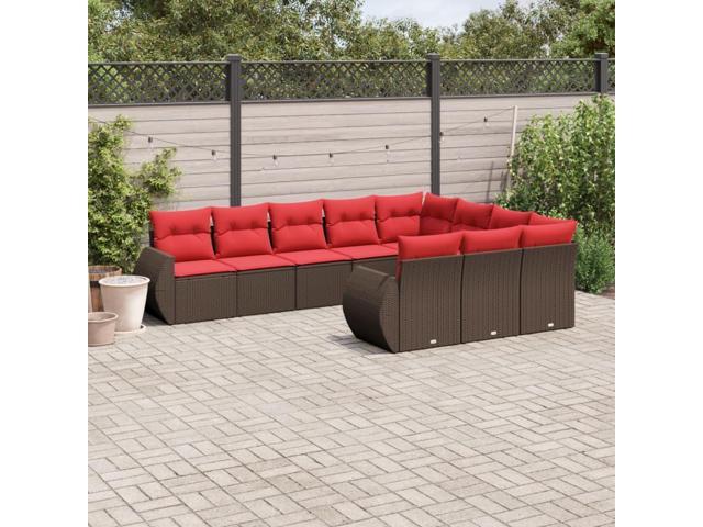 Click here for vidaXL 10 Piece Garden Sofa Set with Cushions Brow... prices