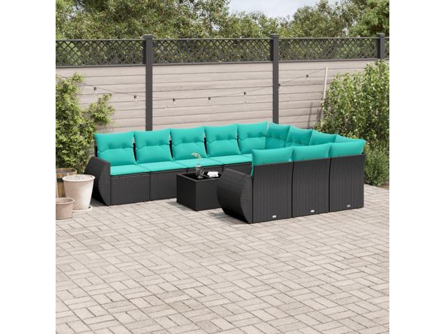 Click here for vidaXL 11 Piece Garden Sofa Set with Cushions Blac... prices