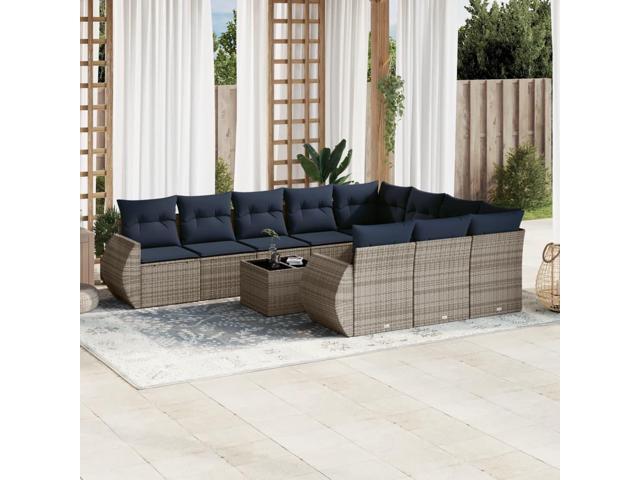 Click here for vidaXL 11 Piece Garden Sofa Set with Cushions Grey... prices